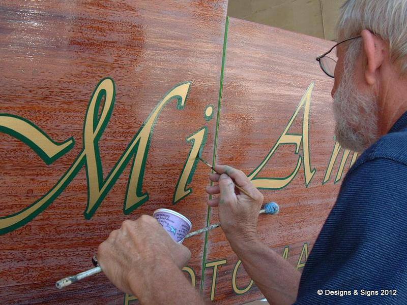 Wooden Boat Name, a Great Gold Leaf Boat Name by Designs & Signs.