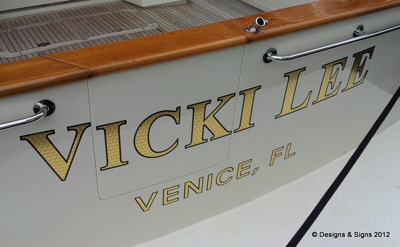 Luxury Yacht Transom Lettering for Vicki Lee - Designs & Signs, LLC
