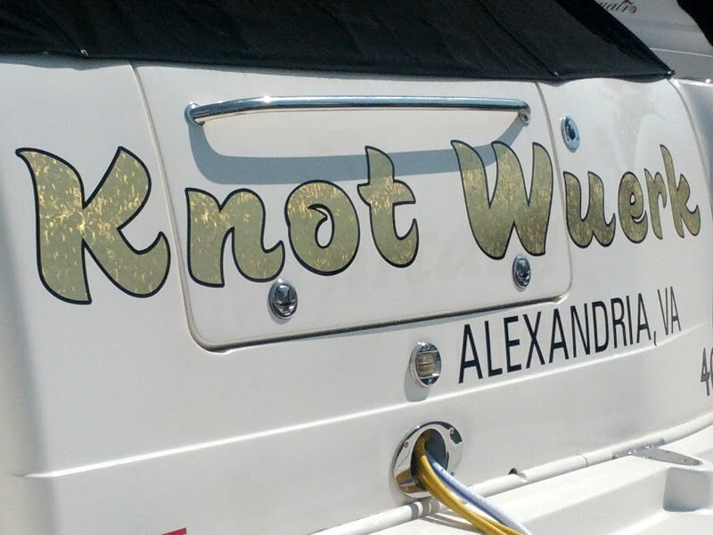 Gold Leaf Boat Names - Knot Wuerk - Created by Designs & Signs