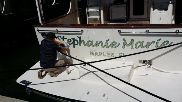Gold Leaf Yacht Lettering - Stephanie Marie - Designs & Signs