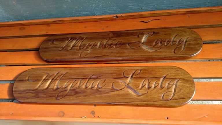 Mahogany Quarterboards & Carved Lettering with Gold Leaf - Mystic Lady