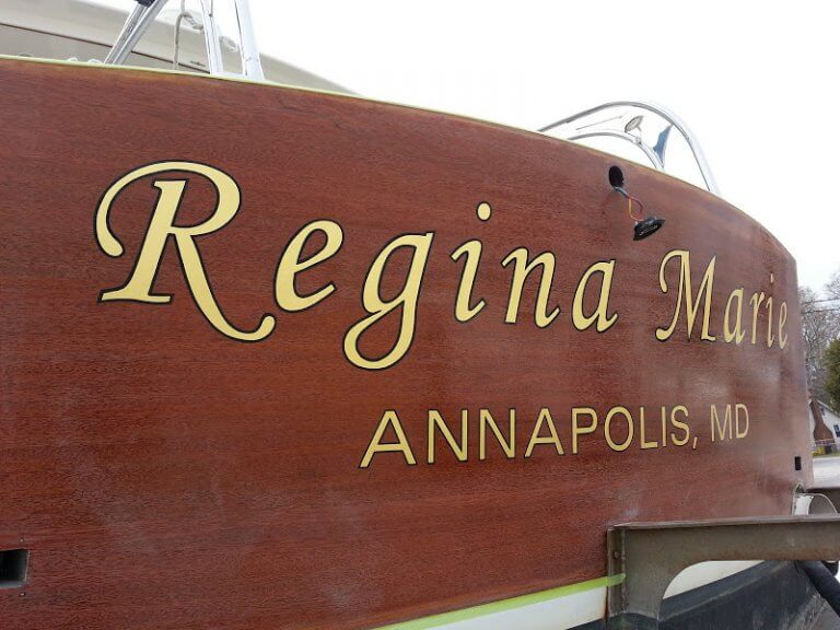 Gold Leaf Boat Name, a Fancy Name for Regina Marie. - Designs & Signs