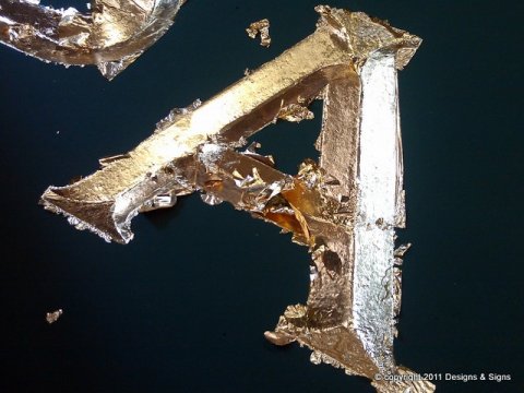 Gold Leafing Carved Letters; Gilded Incised Lettering - by Designs & Signs